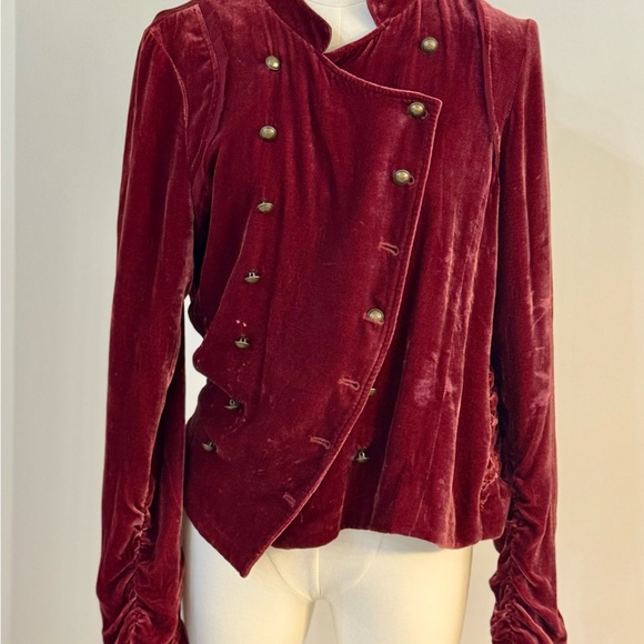 Free People | Jackets & Coats | Free People Red Velvet Blazer With ...